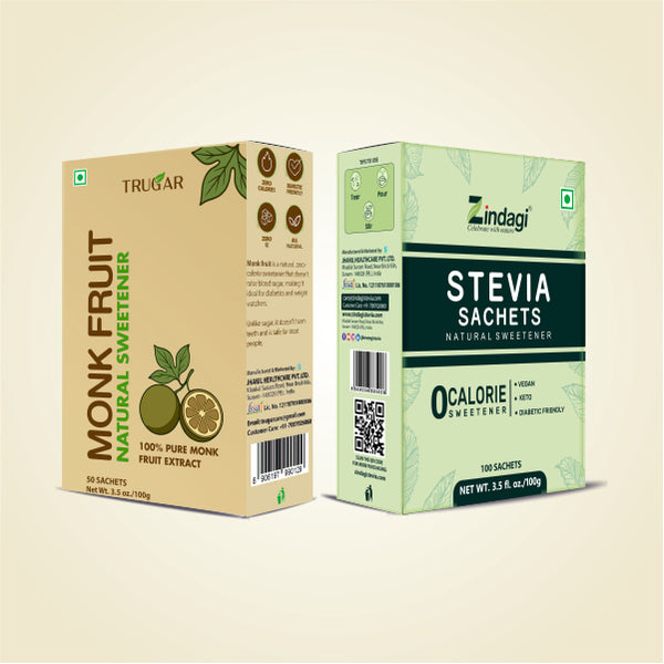 Zero Calorie Sweetener Combo | Stevia & Monk Fruit Sachets – Zindagistevia